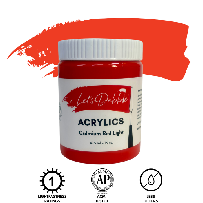 Cadmium Red Light 16 oz | Thick & Creamy Acrylic Paints for Artists